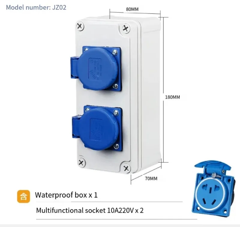 【YswL】IP65 Industrial socket five holes 10A Outdoor socket Box Electric ...