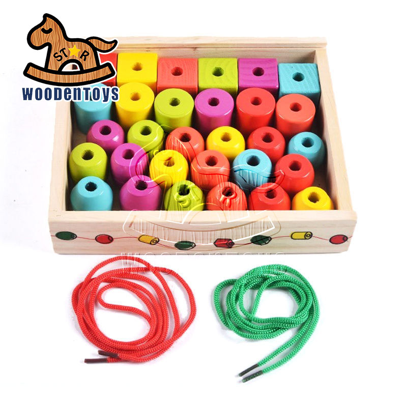 Wooden lacing Jumbo beads Primary Lacing Beads - Educational Toy With ...