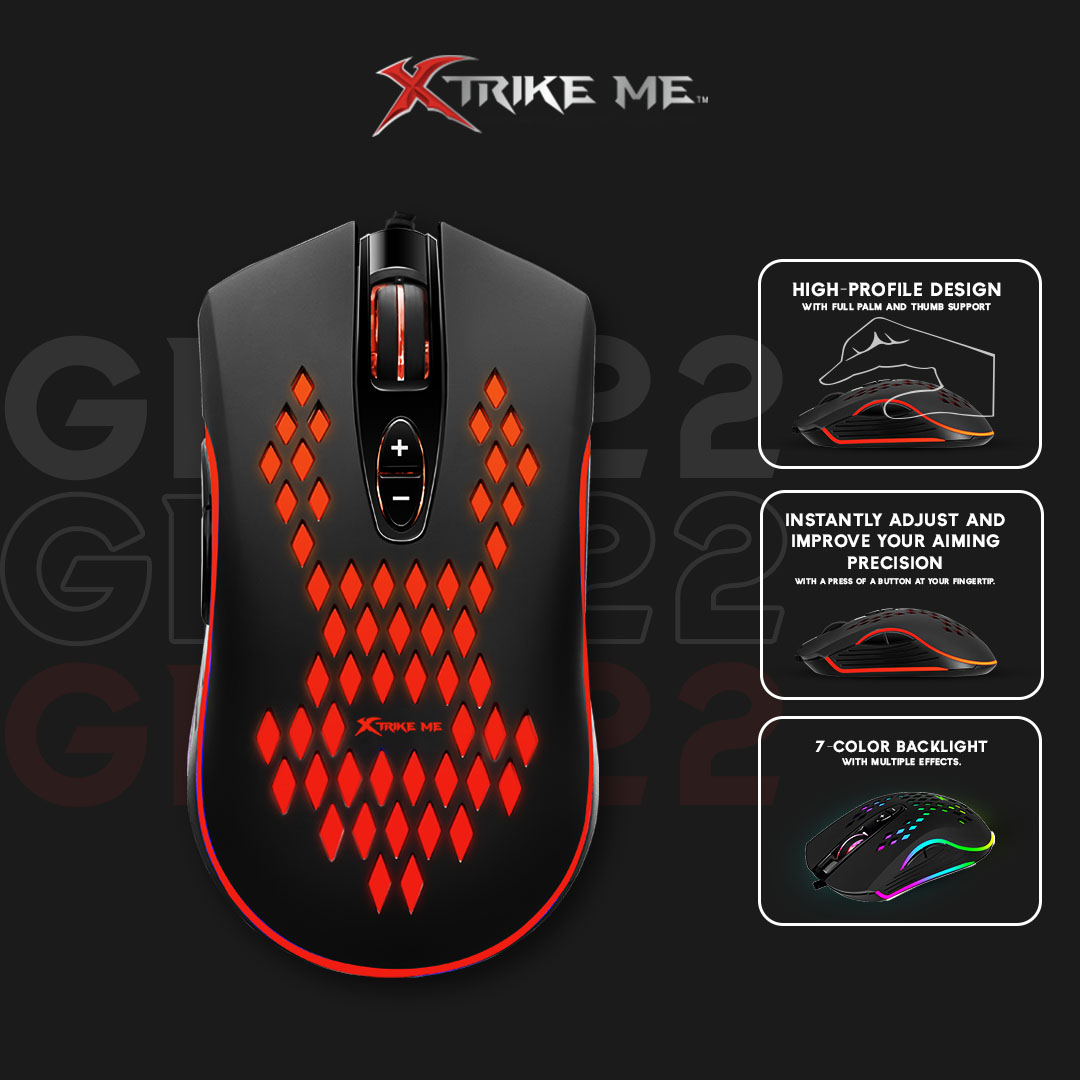 Xtrike Me Backlit 6400 Gaming Mouse GM-222 - Black | Lazada PH