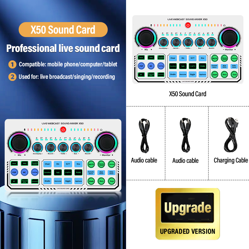 WEITI X50 Live Soundcard Mixer Broadcast Recording Sound Card Live ...