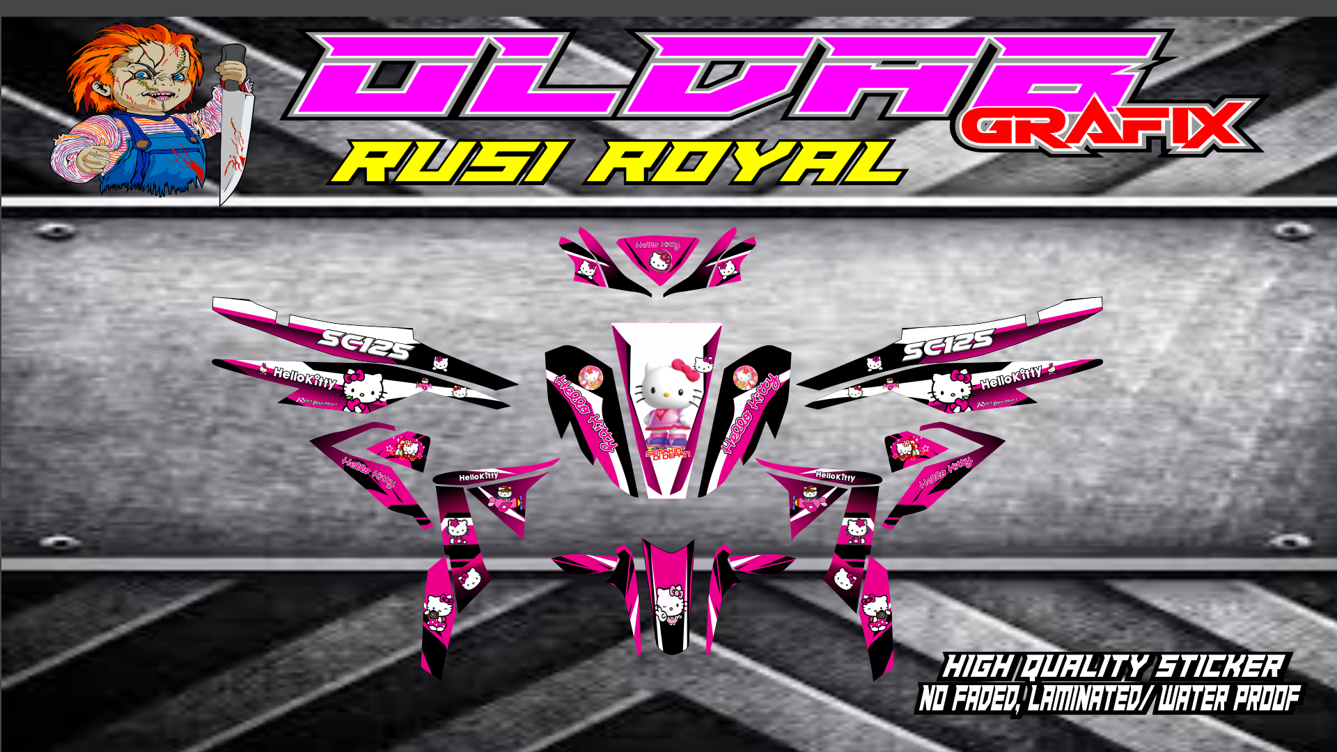 RUSI ROYAL SC125 DECAL STICKER, H. KITTY, PINK - 123 | Lazada PH