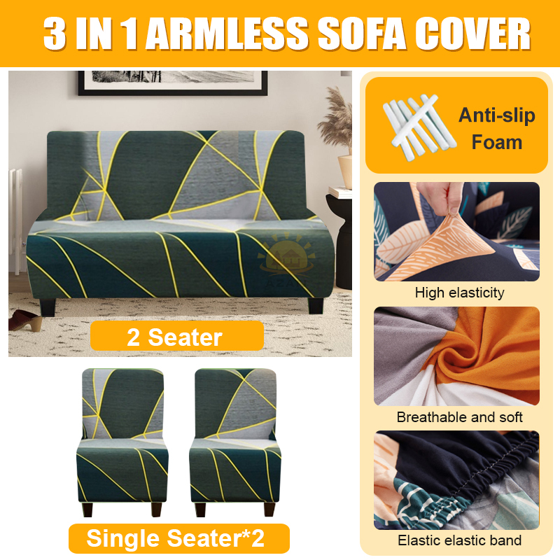 3 in 1 Armless Sofa Cover Set of 3 Pcs for Clara Sala Set Sofa Without ...