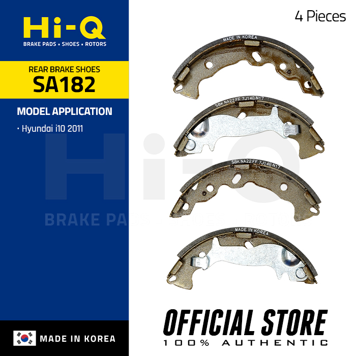 Hi-Q Rear Brake Shoes for Hyundai i10 2007- 4pcs. PN#SA182 | Lazada PH