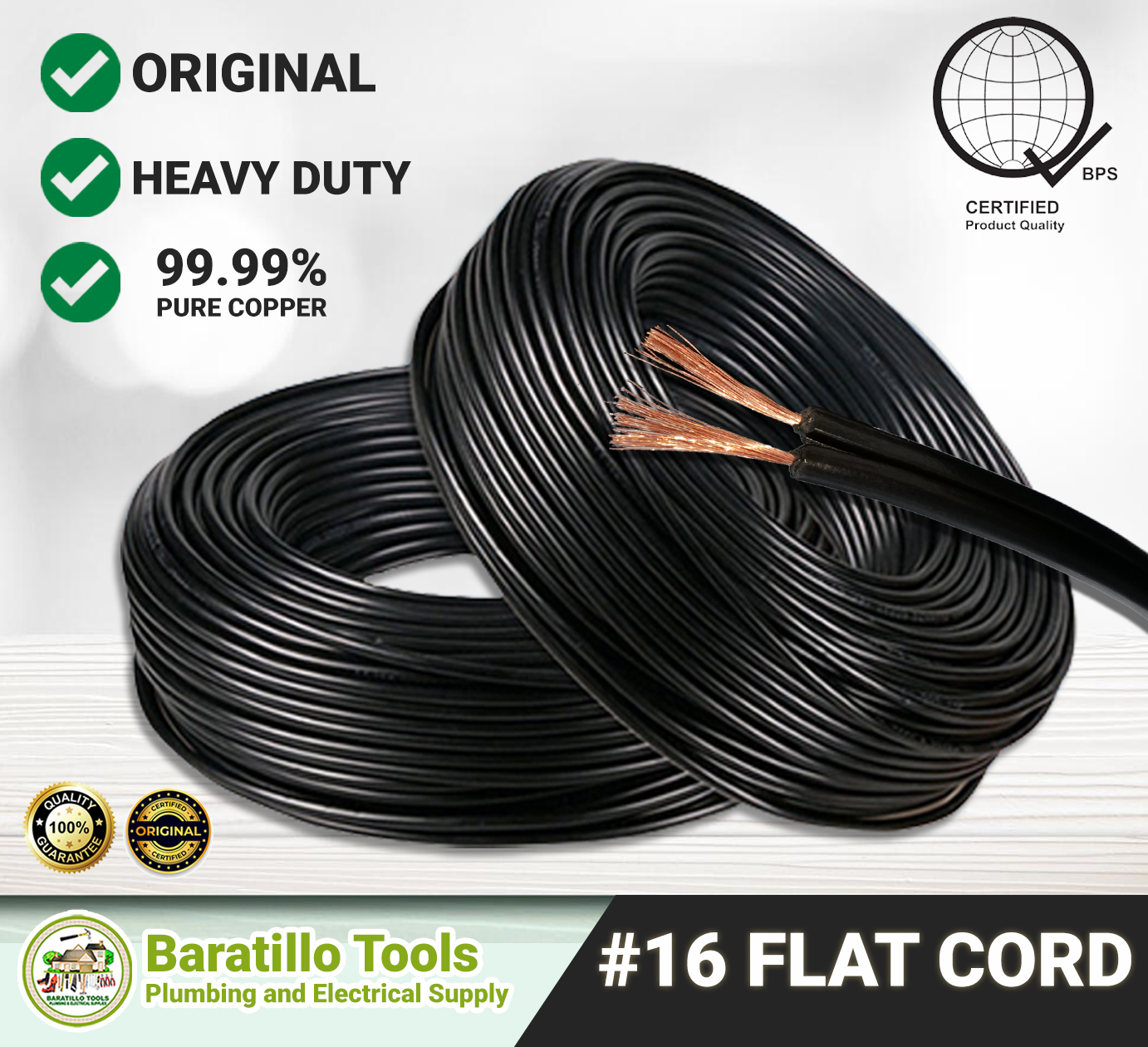 ORIGINAL Flat Cord #16 & #18 Black & White | Lazada PH