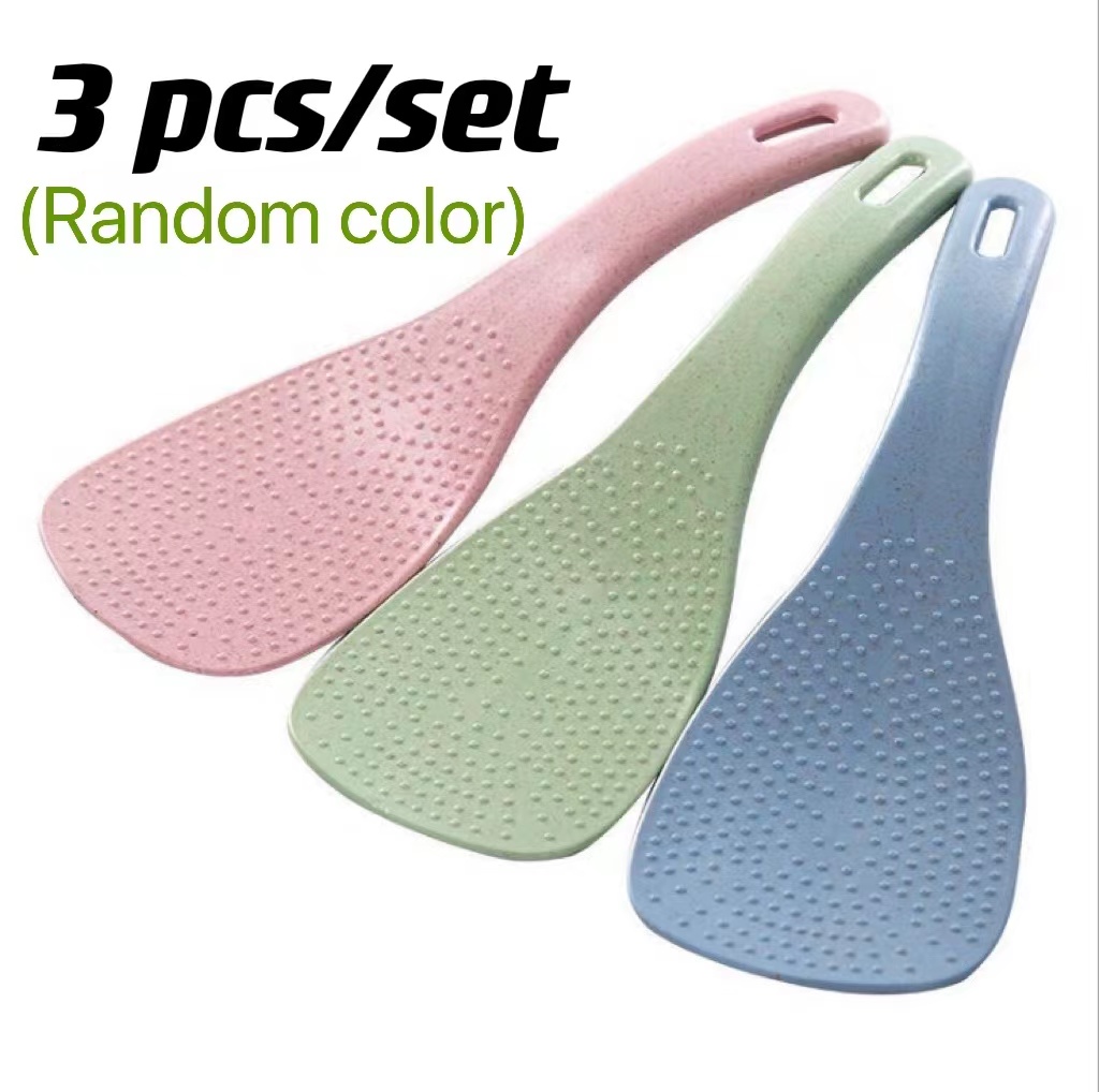 3pcs/set Wheat Straw rice spoon Rice Paddle Food Service Spoon Servings ...