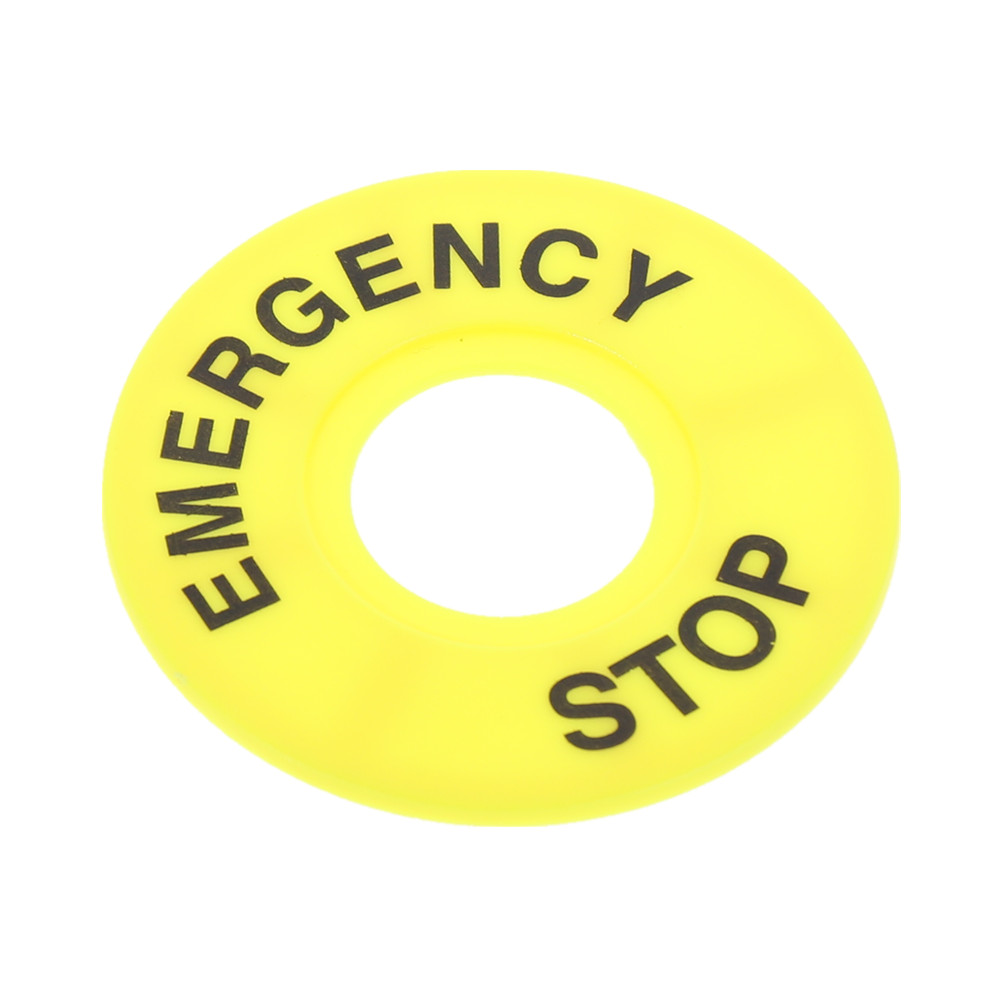 22mm Yellow Emergency Stop Pattern Push Button Switch Panel Label ...