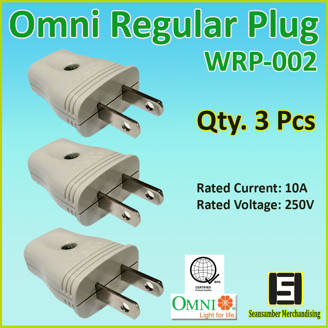 Regular or Male Plug 10A 250V WRP-002 Omni 3 Pcs | Lazada PH