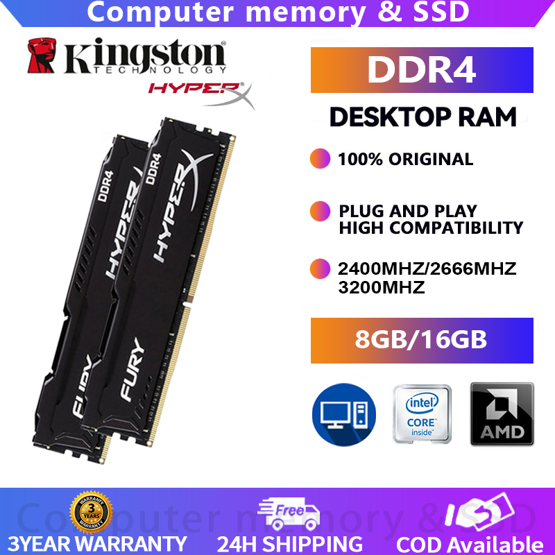 【3 year warranty】Kingston HyperX DDR4 RAM 8GB/16GB 2400/2666/3200MHZ CL16 1.2V DIMM Desktop ...