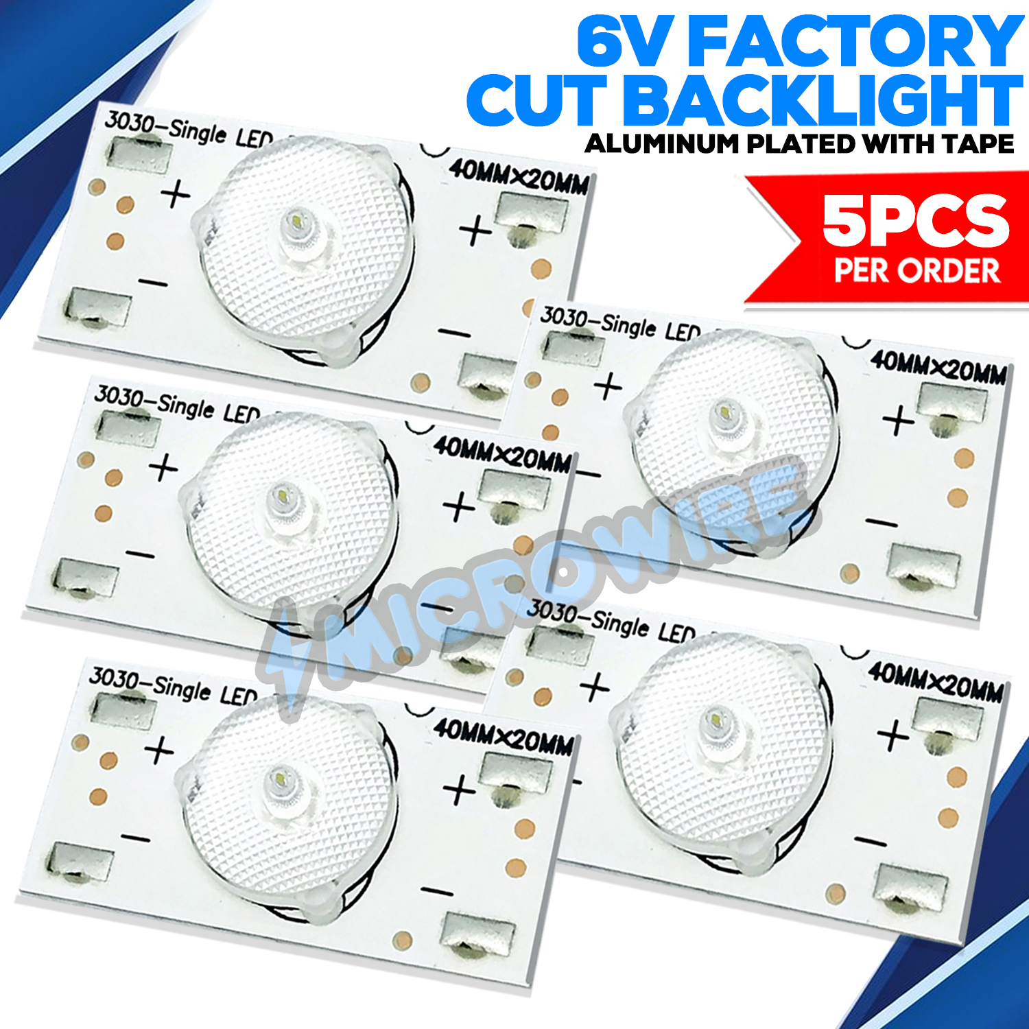 5PCS Backlight Single Bead led Tv Backlight 3V / 6V Round Factory Cut ...