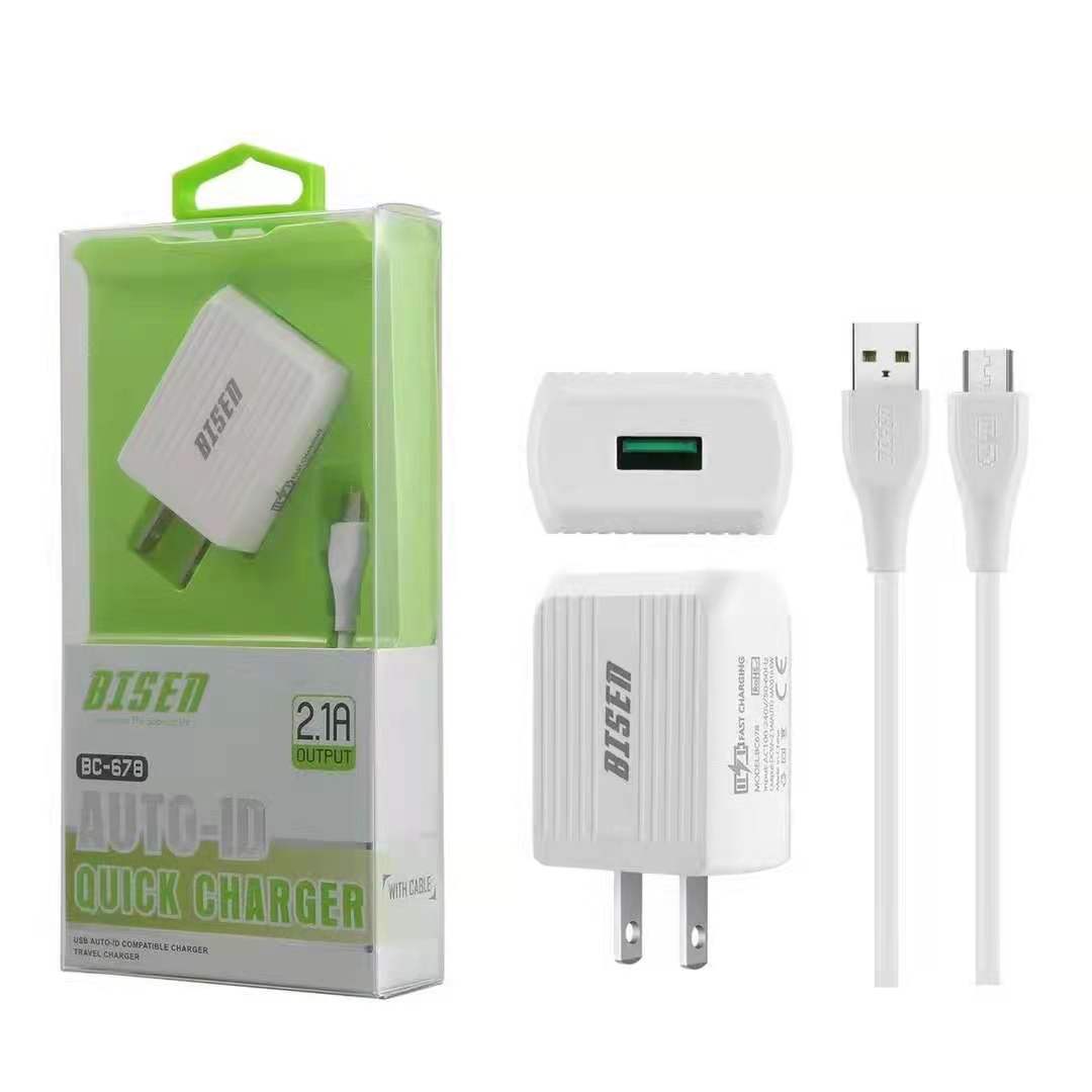 NEW 2021 NEW BISEN BC678 2.1 A Fast Charger Travel Adapter with Micro ...