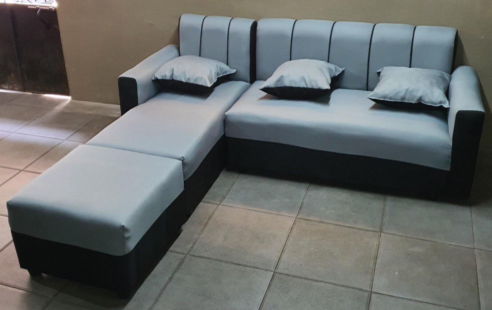 L-Shape Sala Set (Fabric Light Grey) | Lazada PH