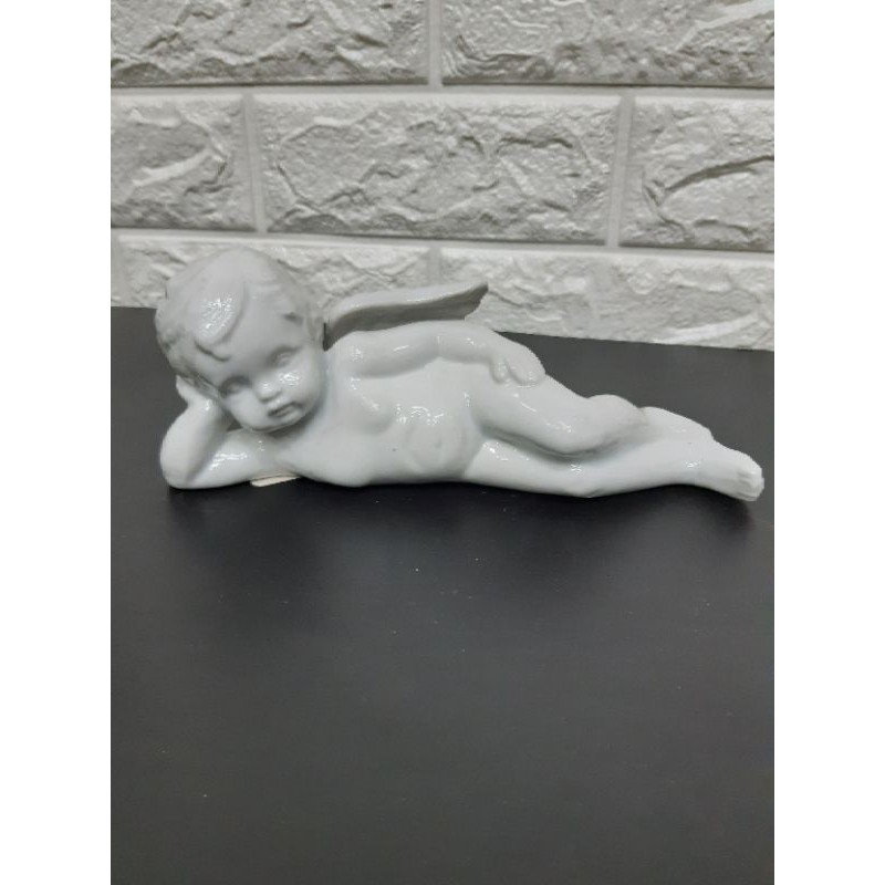 hot PORCELAIN WHITE GLAZED ANGEL LYING FLAT FIGURINE | Lazada PH