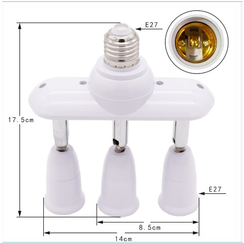 (3 in 1) E27 E26 Light Bulb Socket Splitter Adapter LED Lamp Holder ...