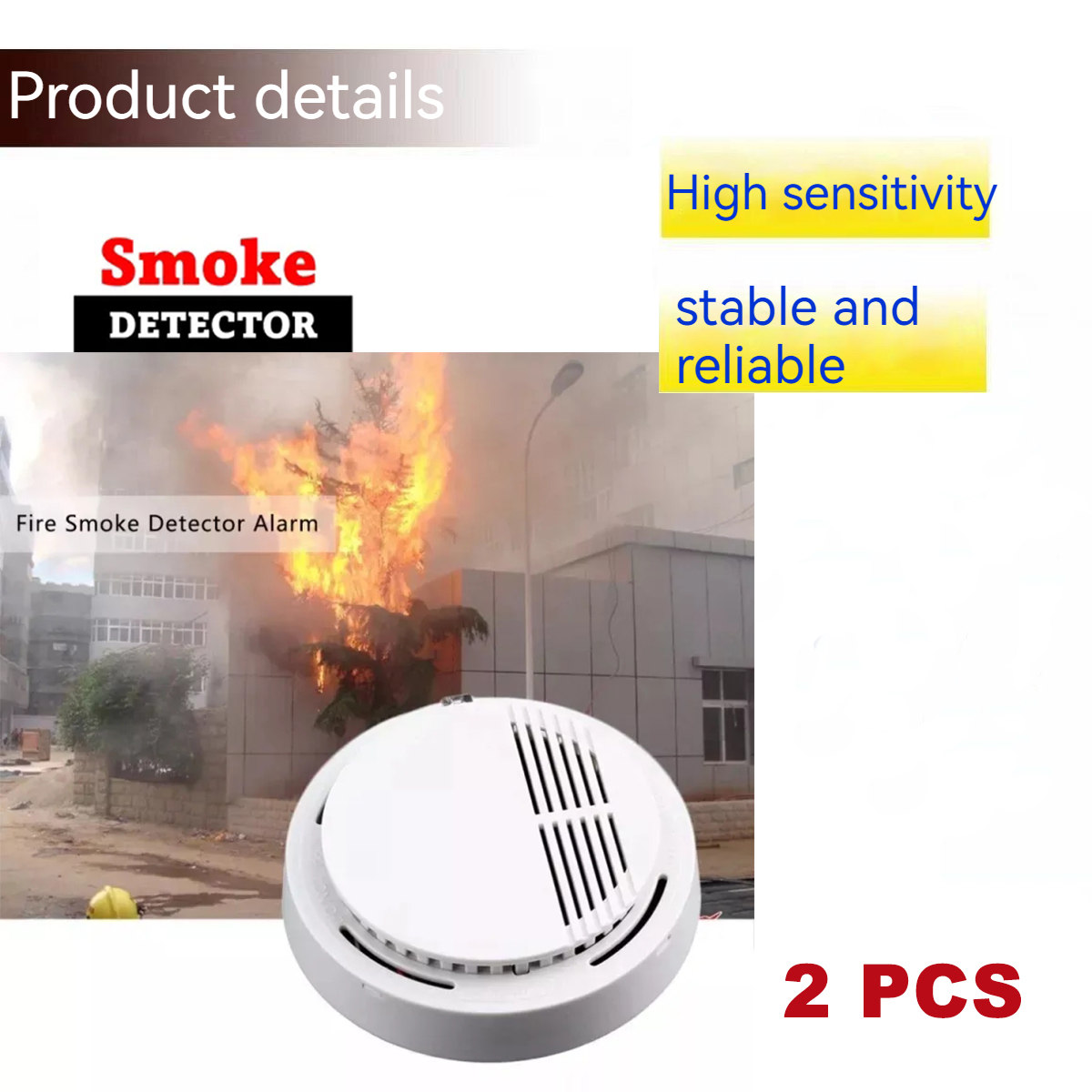 Smoke Detector Wireless Sound and Light sensor High Sensitivity all ...