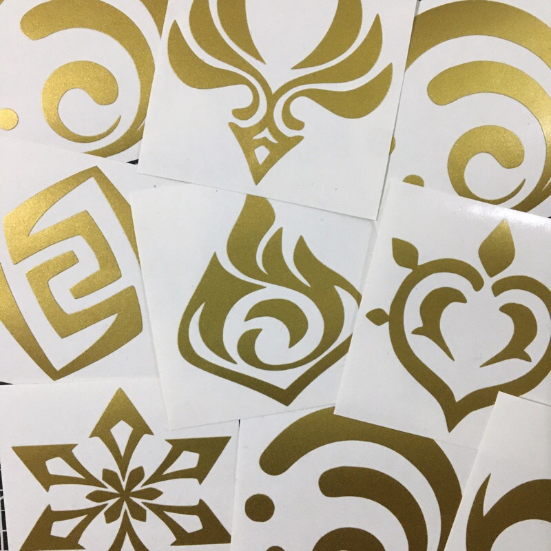 Waterproof Genshin Impact Visions Vinyl Decal Stickers Pyro Hydro ...