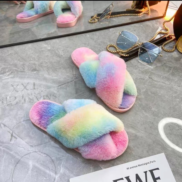 Rainbow Slippers 7 Colorful Gradient Fashion Cross Slippers for womens ...