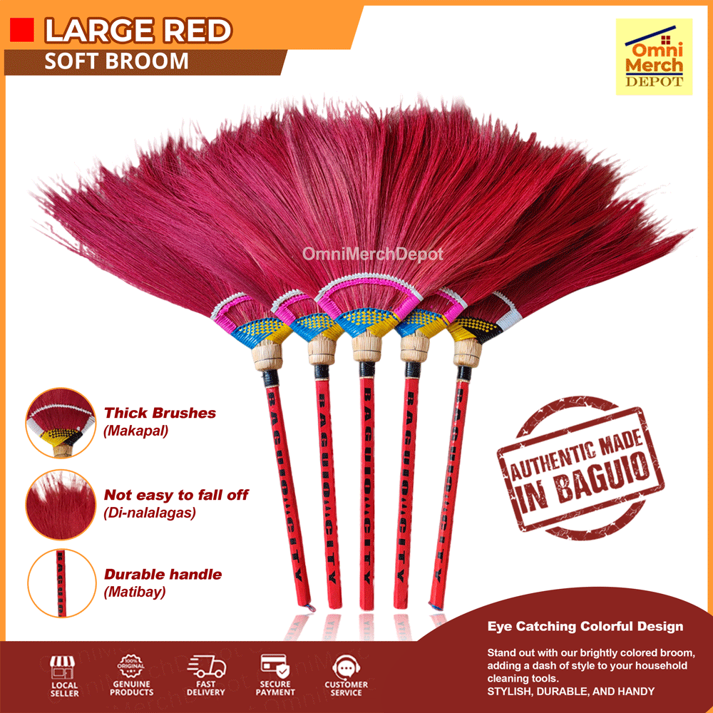 KAMBOJ Large Red Soft Brooms Walis tambo Makapal at Matibay Broom ...