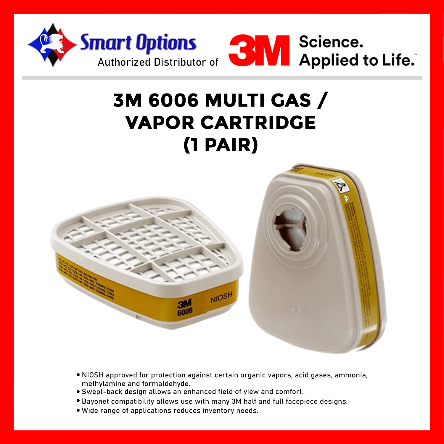 3M 6006 Cartridge Multi Gas/Vapor Cartridge 1 pair WITH FREE 3M NEXCARE COOLING FEVER PATCH ...