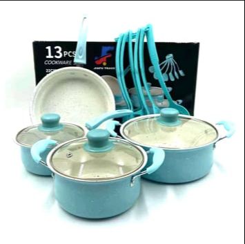 QUEEN MART'13 pcs Cookware Collection Non Stick Pots & Pans Set, Basics ...