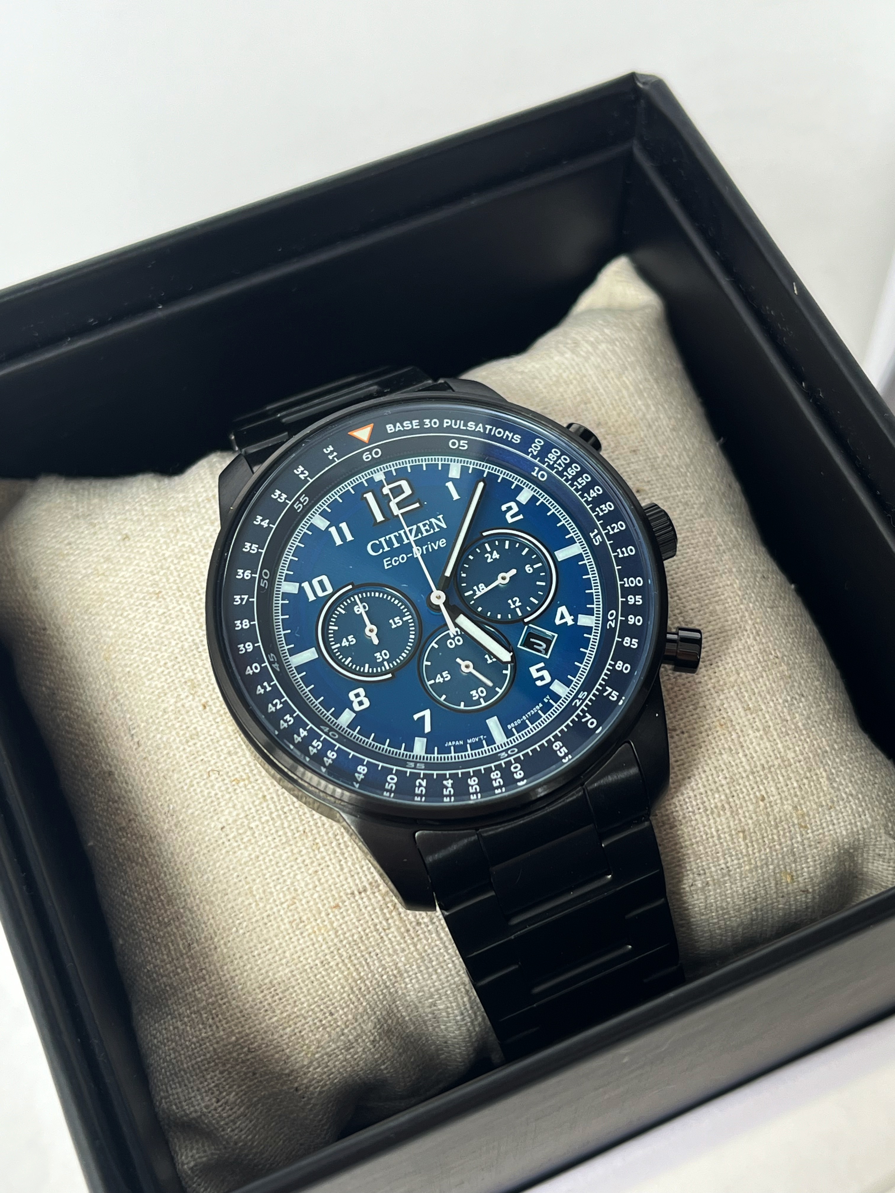Citizen Eco-Drive Watch CA4505-80L Chronograph Blue Dial Black Steel ...