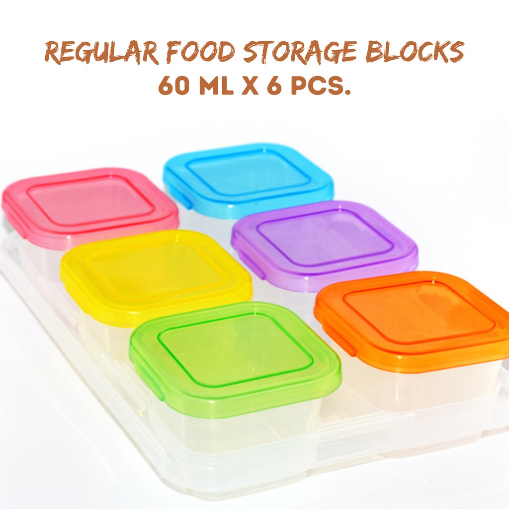 6 Pcs 60ml Block Baby Food Freezer Storage Container With Storage Trays ...