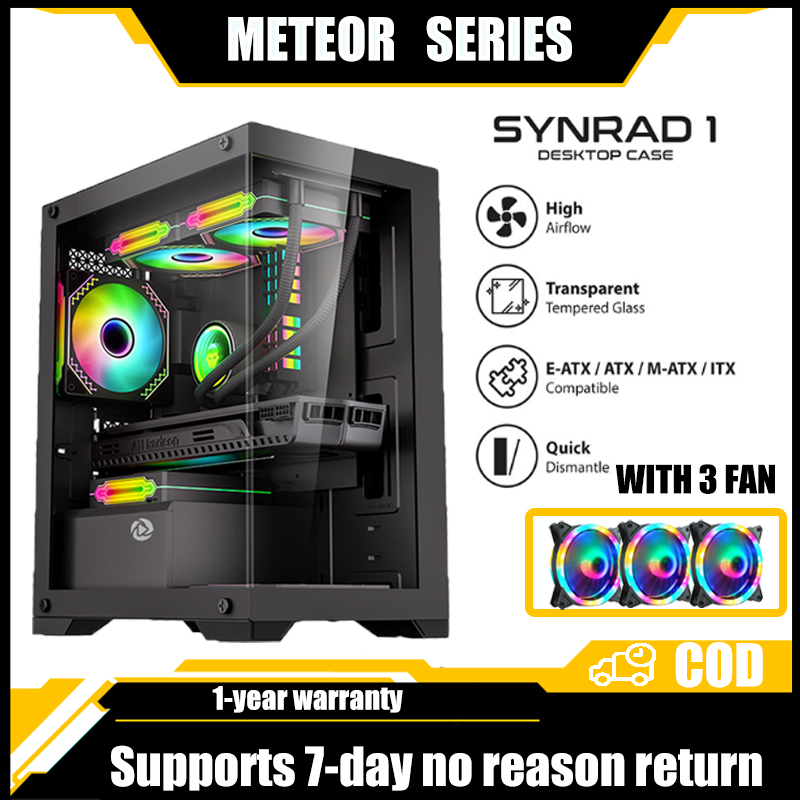 INPLAY Pc Case with Fans Computer Gaming Desktop Matx Table Tempered ...