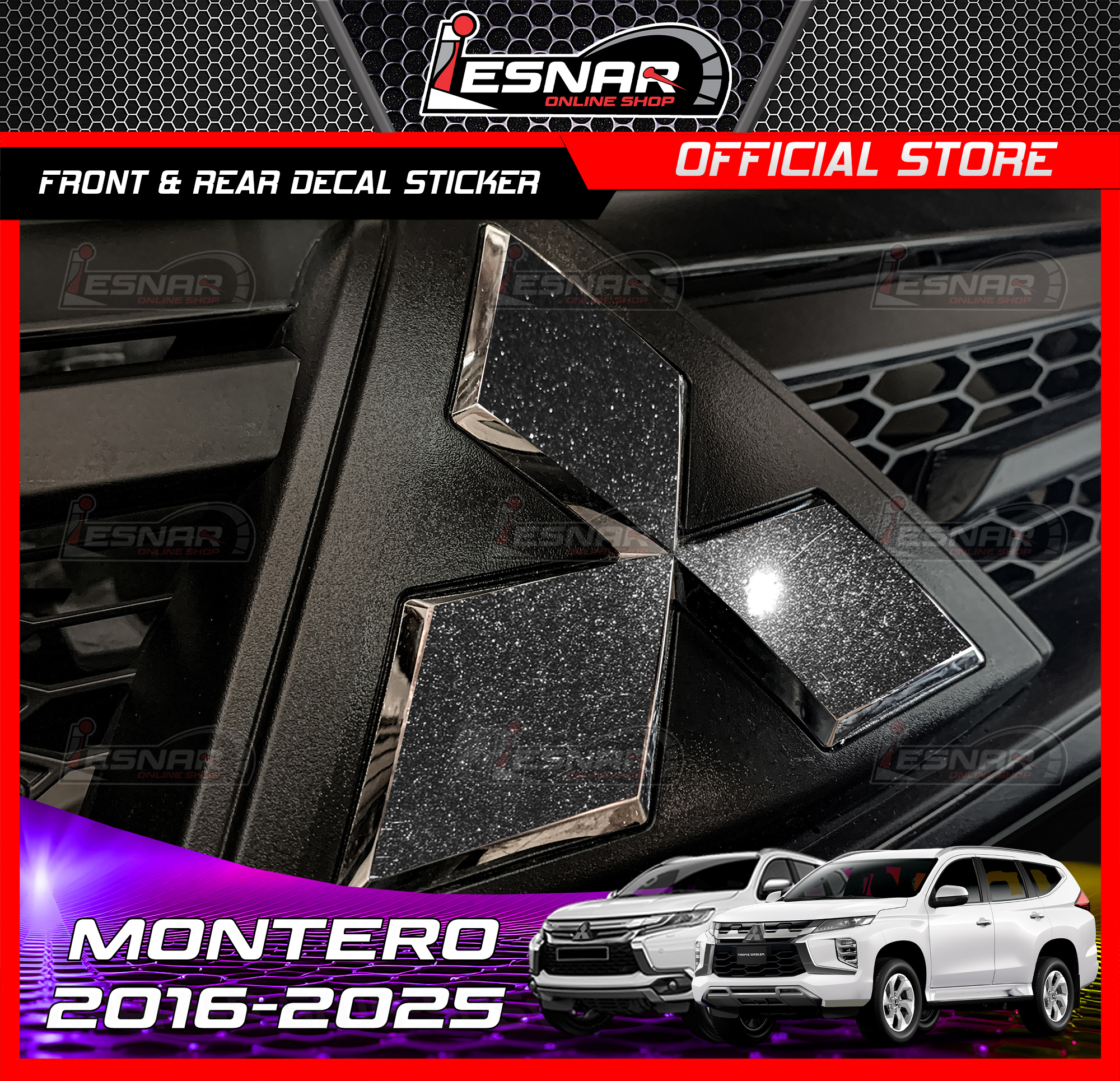 Mitsubishi Montero Sport 2016-2025 Front and Rear Logo Decal Sticker ...