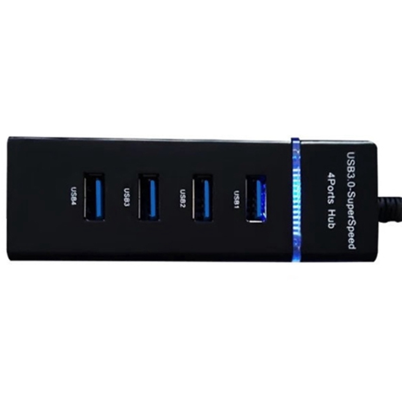 4-Port USB 3.0 Hub Long Cable 12-Inch with Micro-USB Charging Port Data ...
