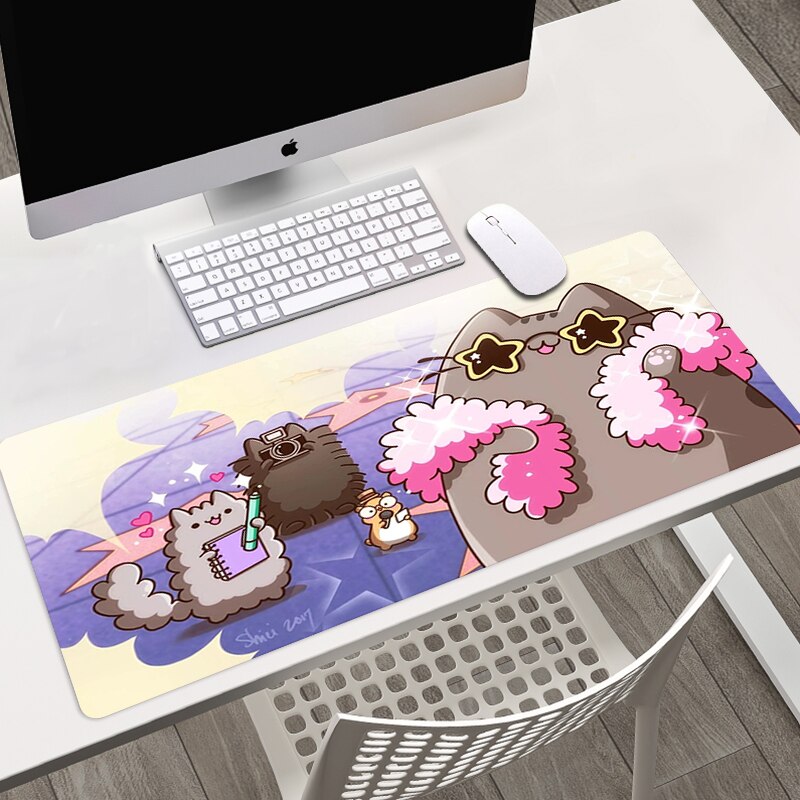 Funny Cute Cat Gaming Mouse Pad Anime Accessories Carpet Xxl Mause ...