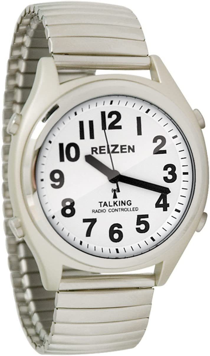 Reizen Talking Atomic Watch - White Face-Black Numbers-Expansion Band ...