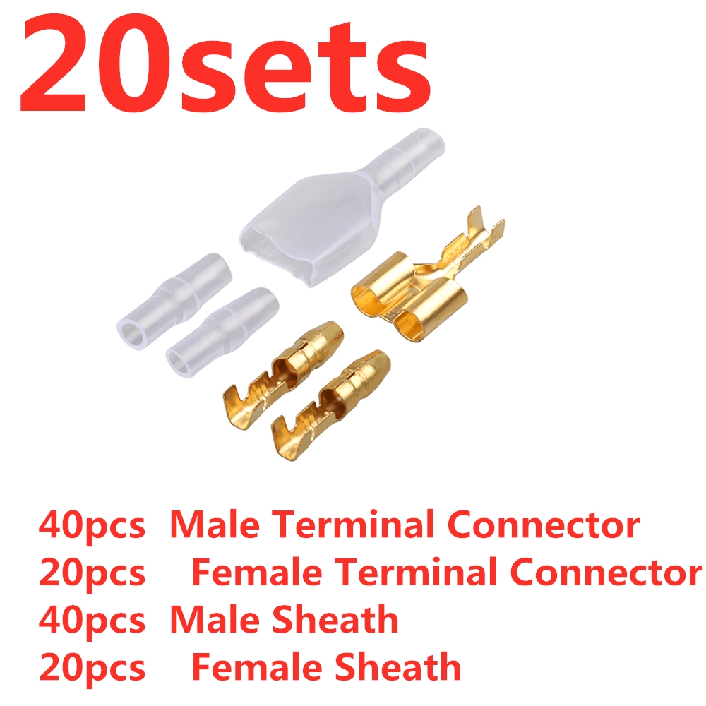 20 Set Brass Crimping Terminal Insulation Seal Wire Connector 4.0mm ...