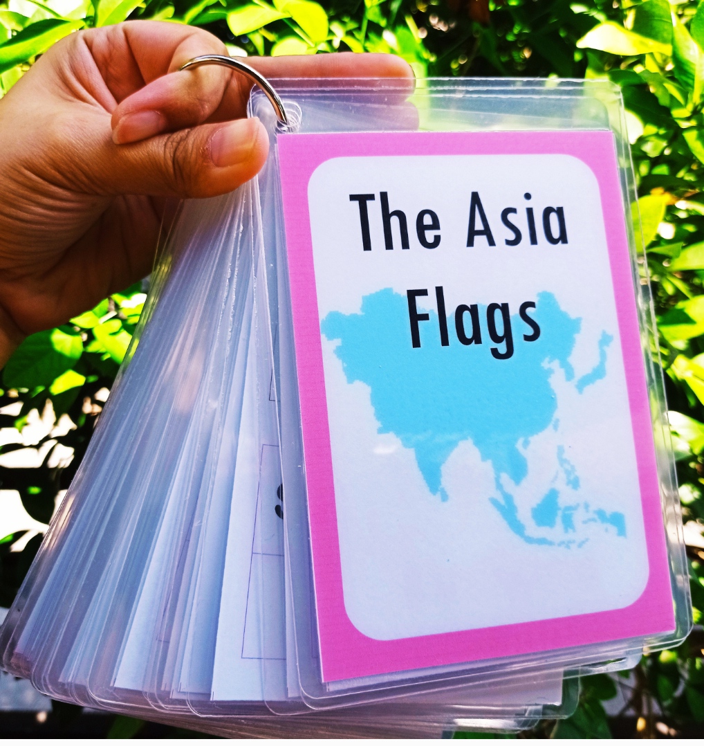 Asia Country Flags and capitals flashcards complete set 48 pcs size 3R ...