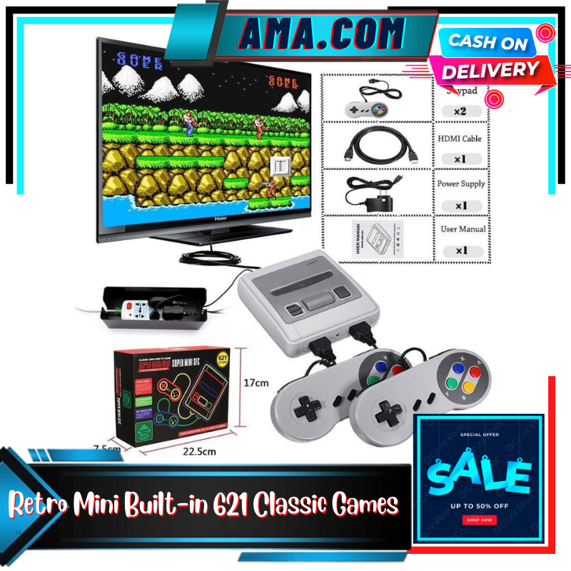 AMA- Retro Mini Tv Game Console Built-in 621 Classic Games Snes Game ...
