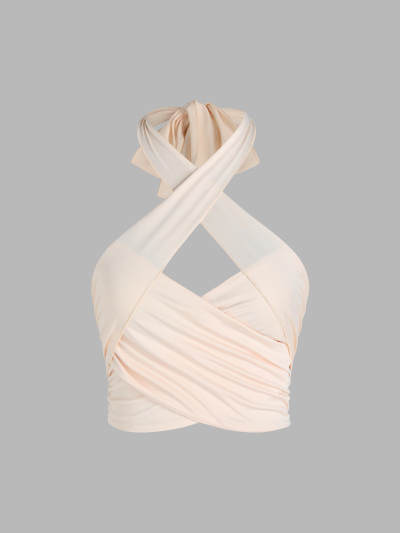 Cider Solid Cross Halter Crop Top | Lazada PH