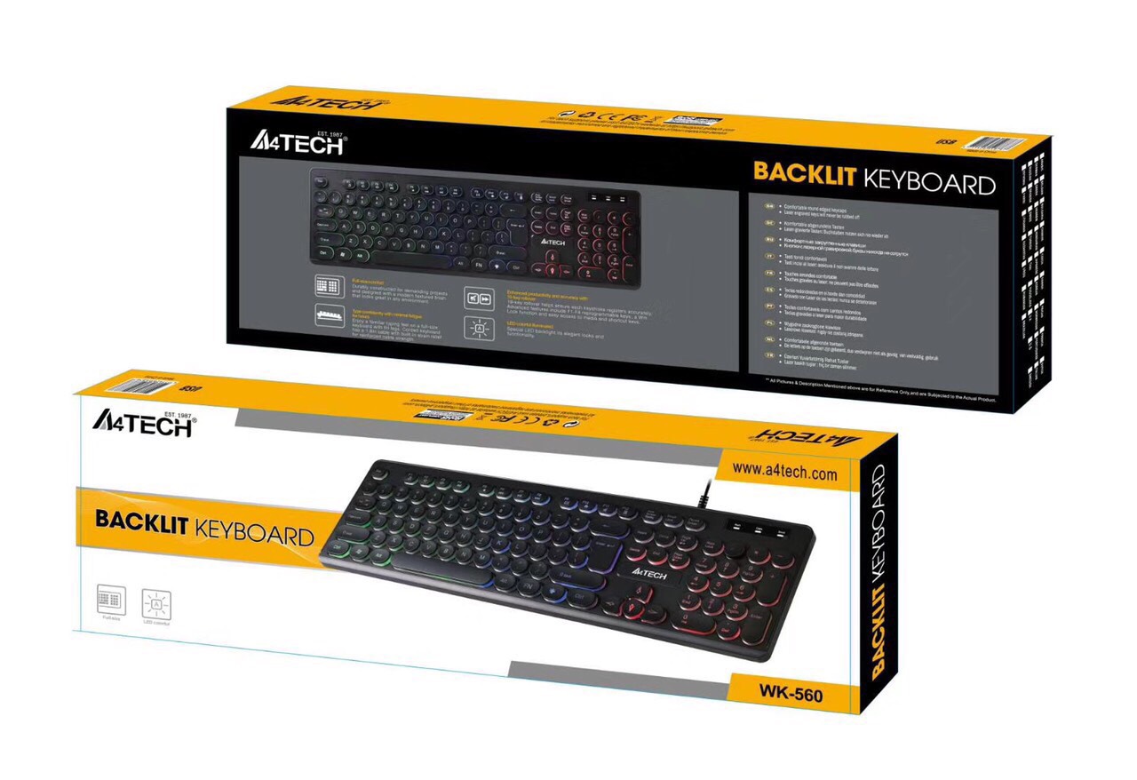A4tech WK-580 Backlit Basic Keyboard RGB Light Gaming Keyborad For ...