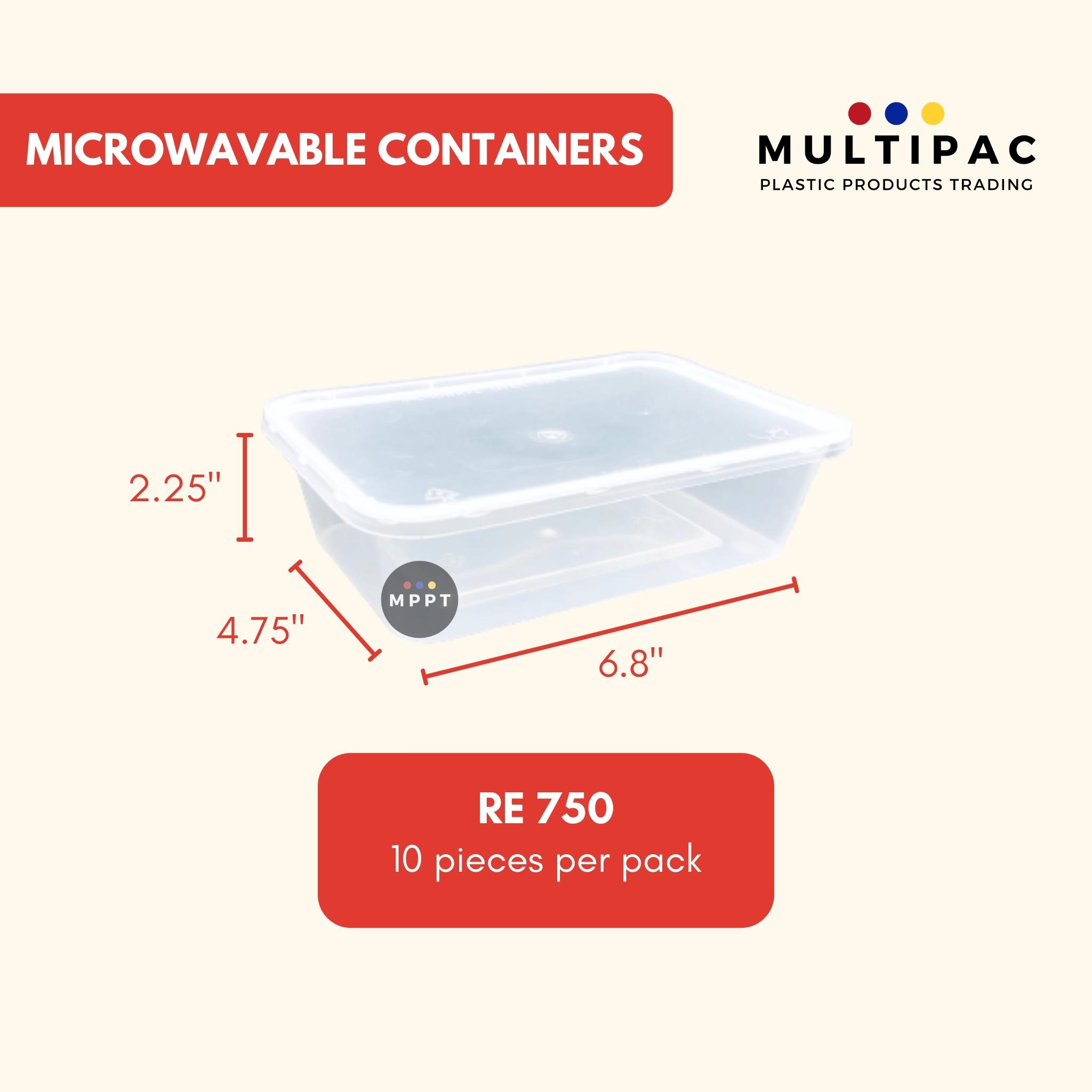 [10 PCS] - Rectangular Microwavable Containers (RE500, RE750, RE1000 ...