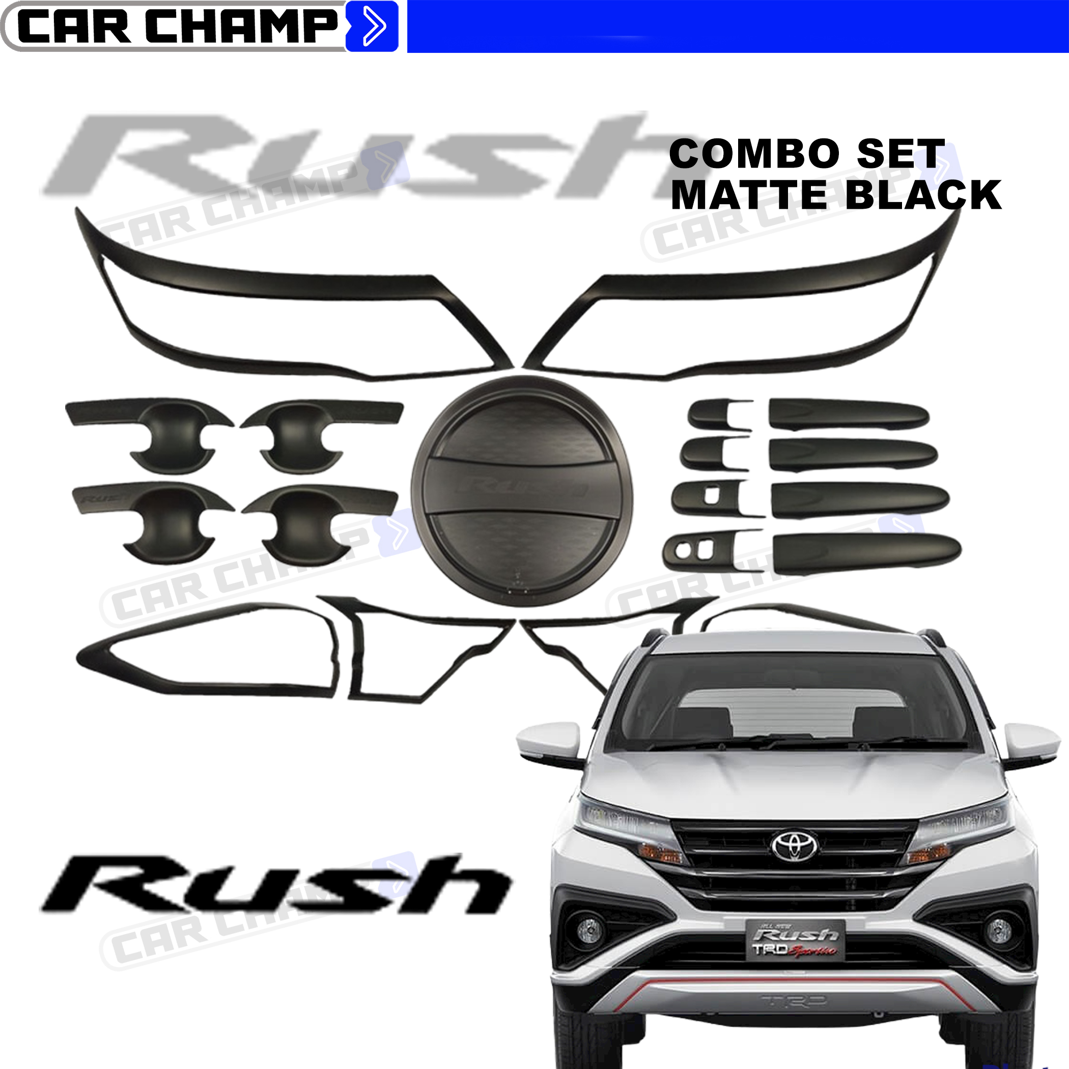 Toyota Rush G 2018 to 2024 Combo Set Garnish Cover MATTE BLACK V2 2018 ...