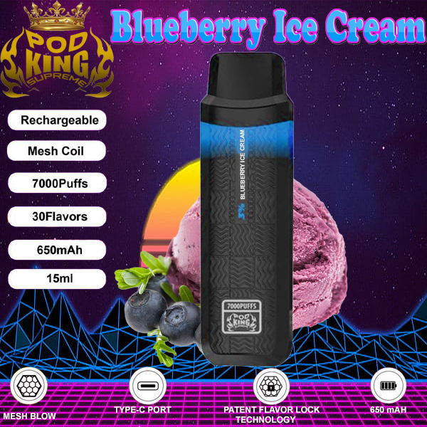 POD KING SUPREME Rechargeable Disposable PUFF PLUS 7000 Puffs ...