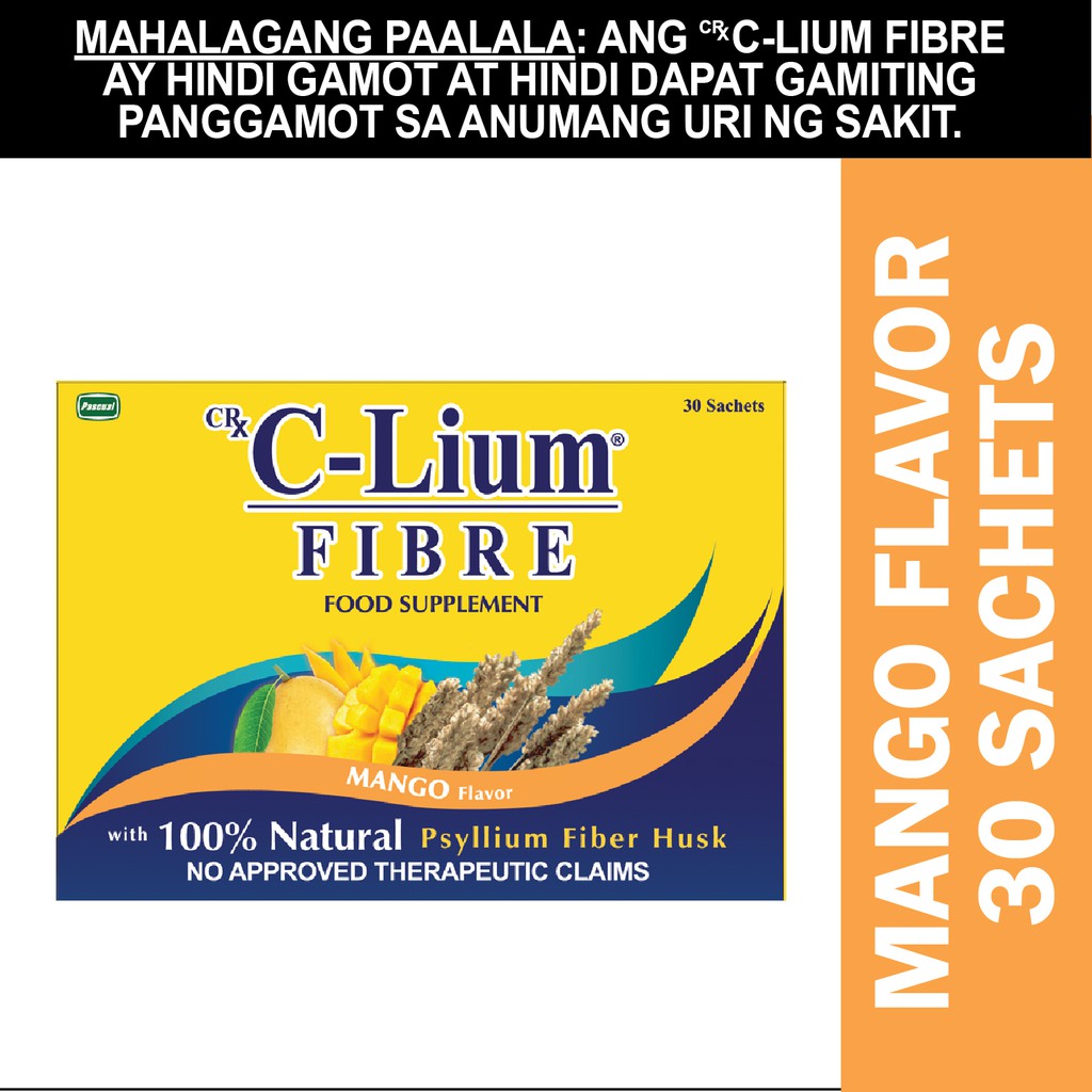 C-Lium Fibre (Psyllium Fiber) Husk Mango Flavor 30 Sachets | Lazada PH