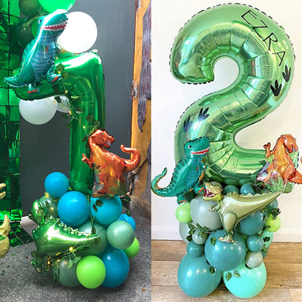 26pcs Dinosaur Balloons Set Green Number Foil Balloon For Kids Birthday Party Decorations | Lazada