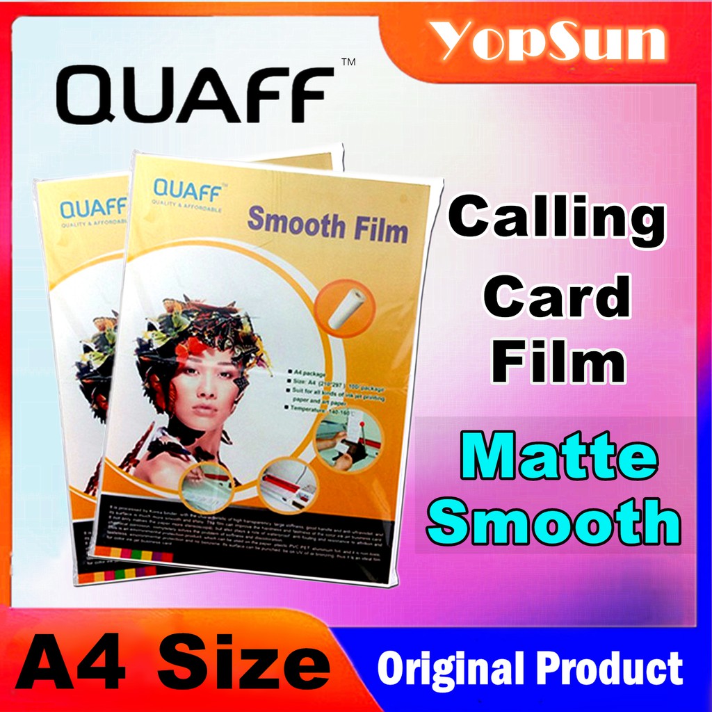 Calling Card Laminating Film A4 ( Smooth / Matte ) Quaff Brand | Lazada PH