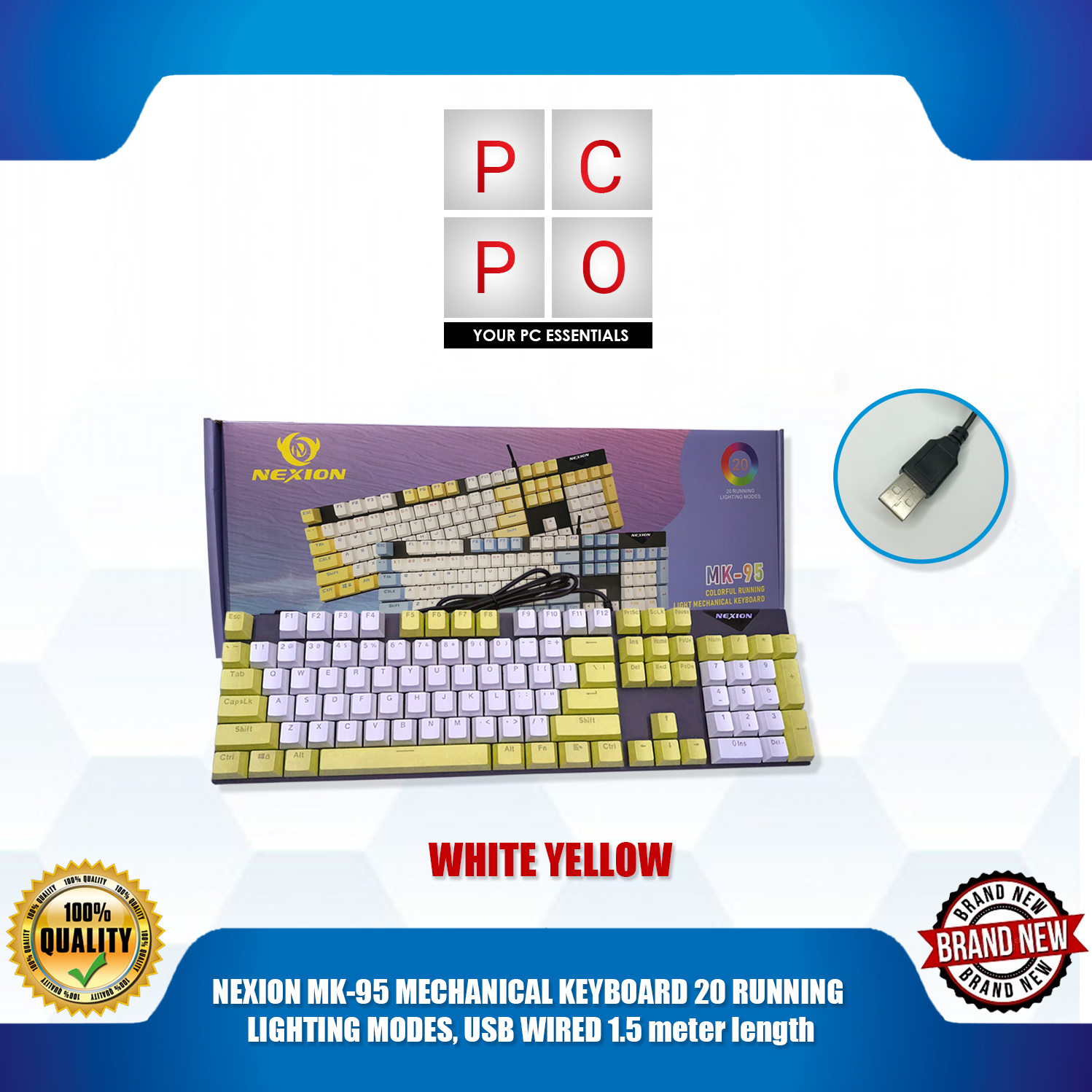 NEXION MK-95 MECHANICAL KEYBOARD, 20 RUNNING LIGHTING MODES, USB WIRED ...