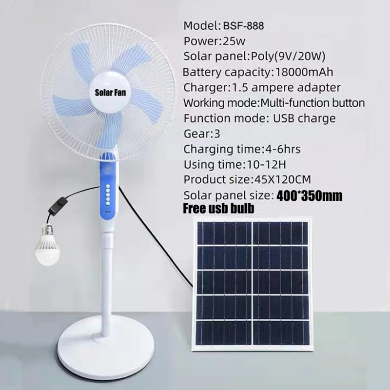 Megahome 16 Inch Remote control Solar Electric Fan With panel And ...