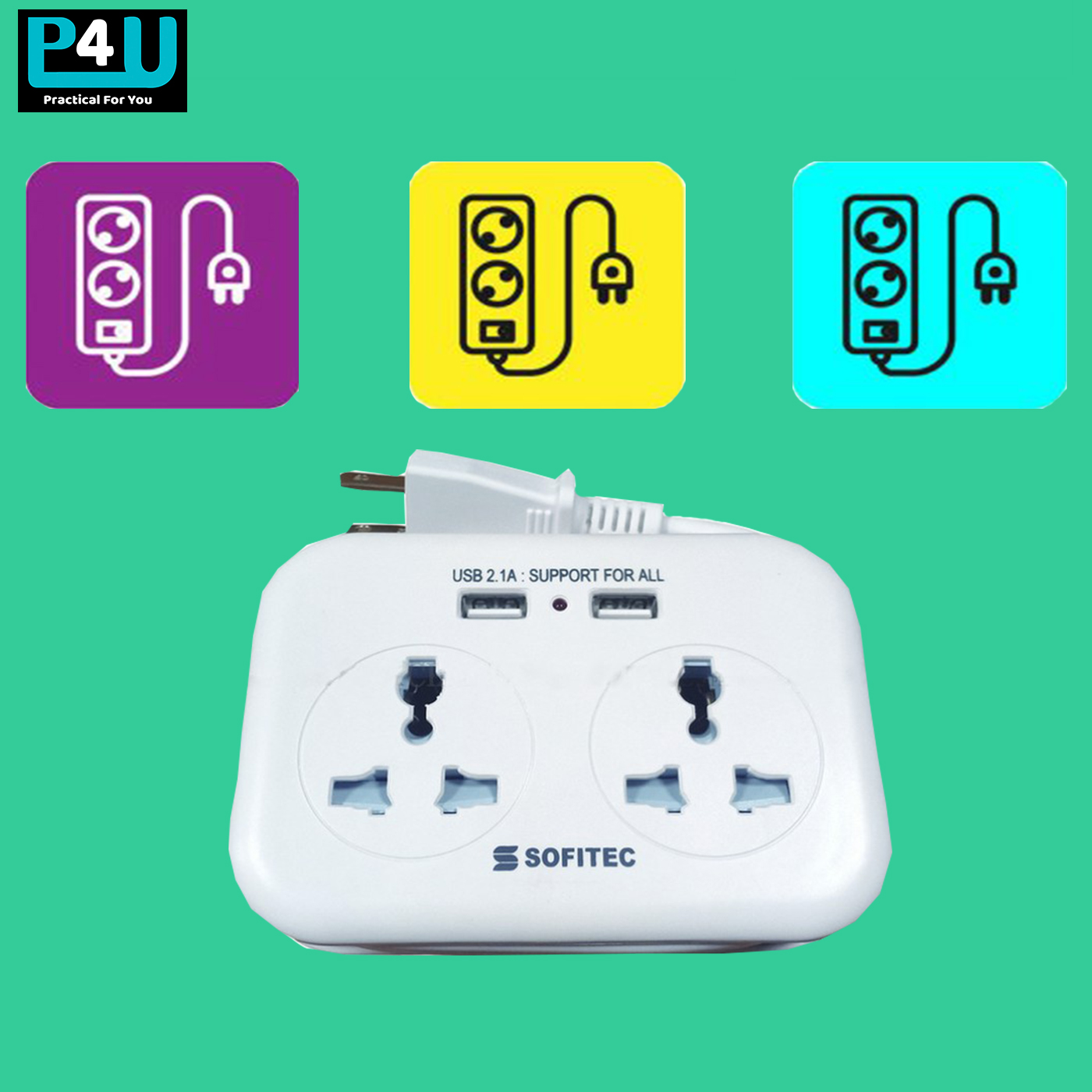 Functional USB Foldable Pocket Universal Extension Socket 1M Power ...