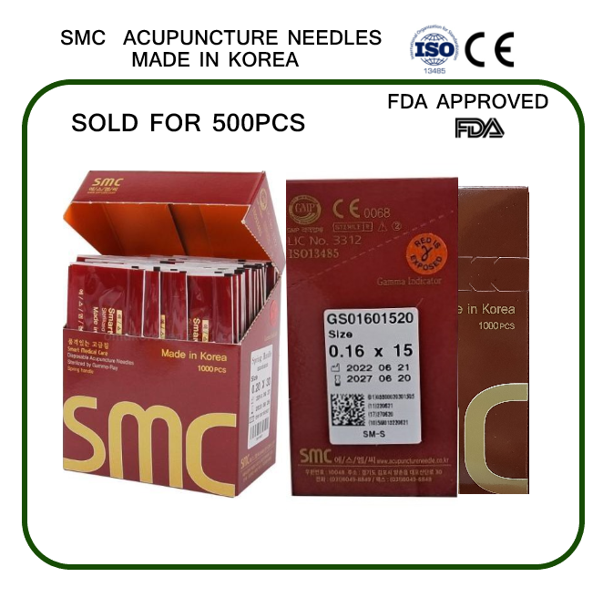 500Needles per box SMC Sterile Acupuncture Needles, 10needles with 1 ...