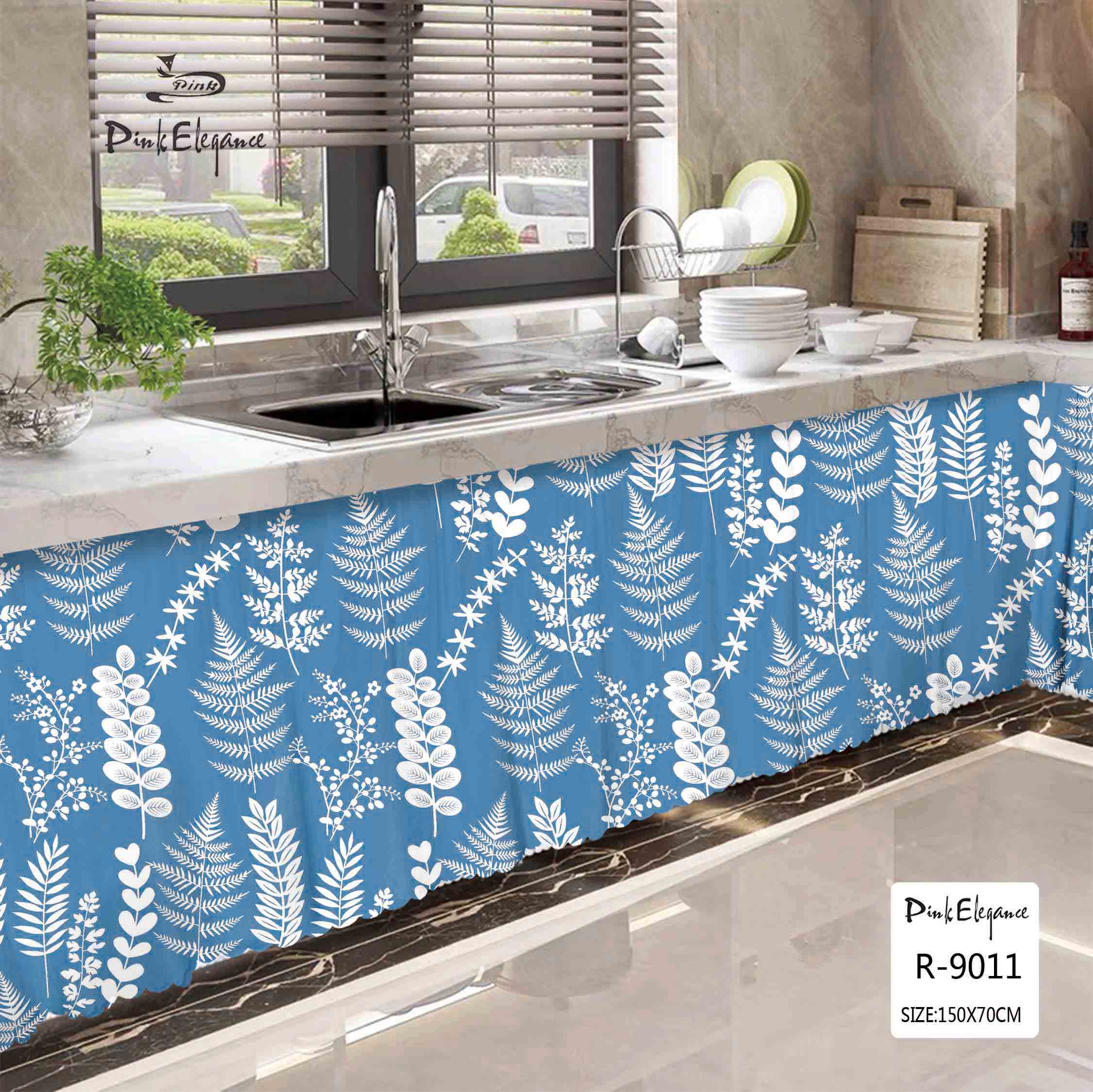 COD Kurtina Sa Lababo Makapal Green Abstract Kitchen Sink Half Curtains ...