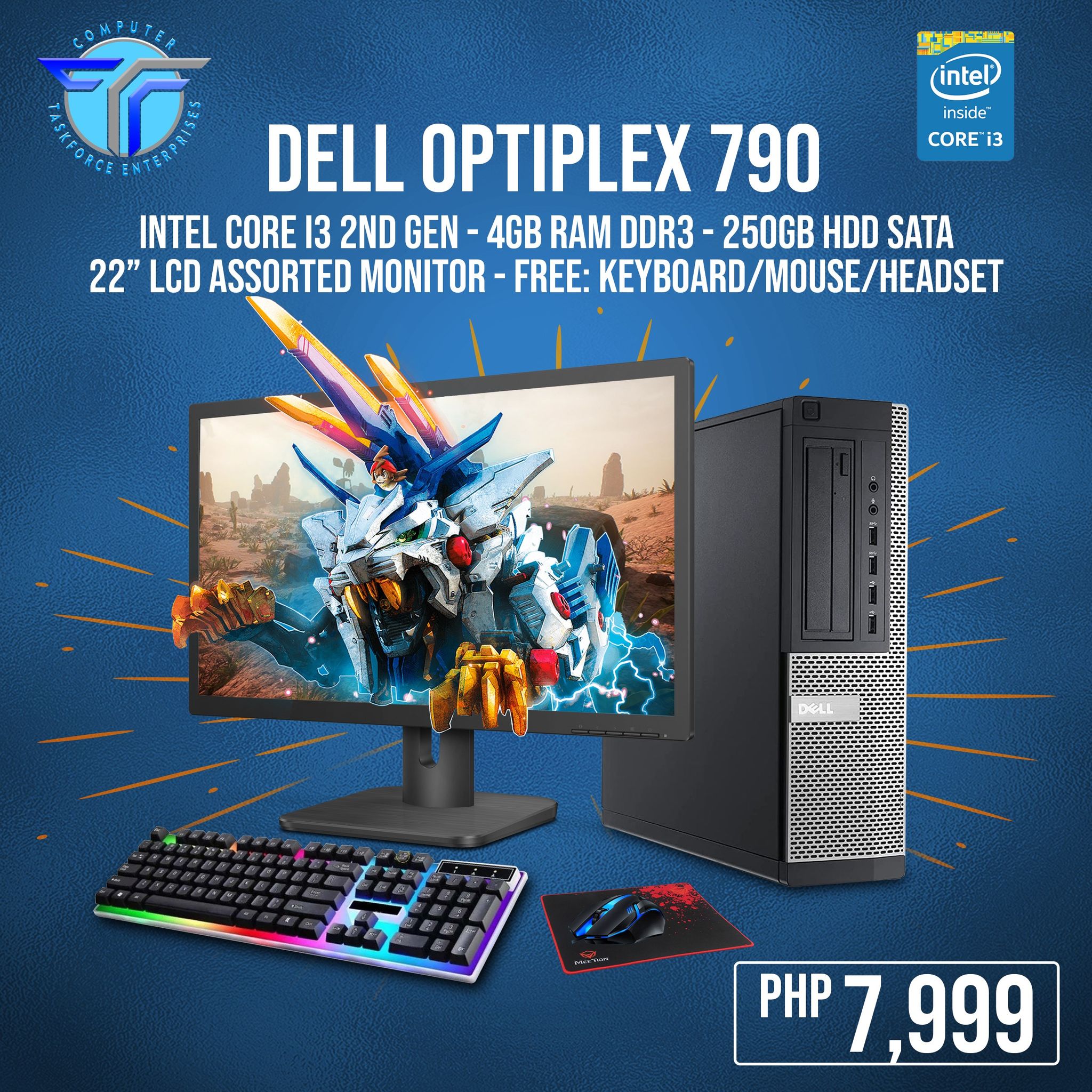 DELL OPTIPLEX 790 | INTEL CORE i3 2ND GENERATION | 4GB RAM DDR3 250GB HDD SATA | BUILT-IN VIDEO ...