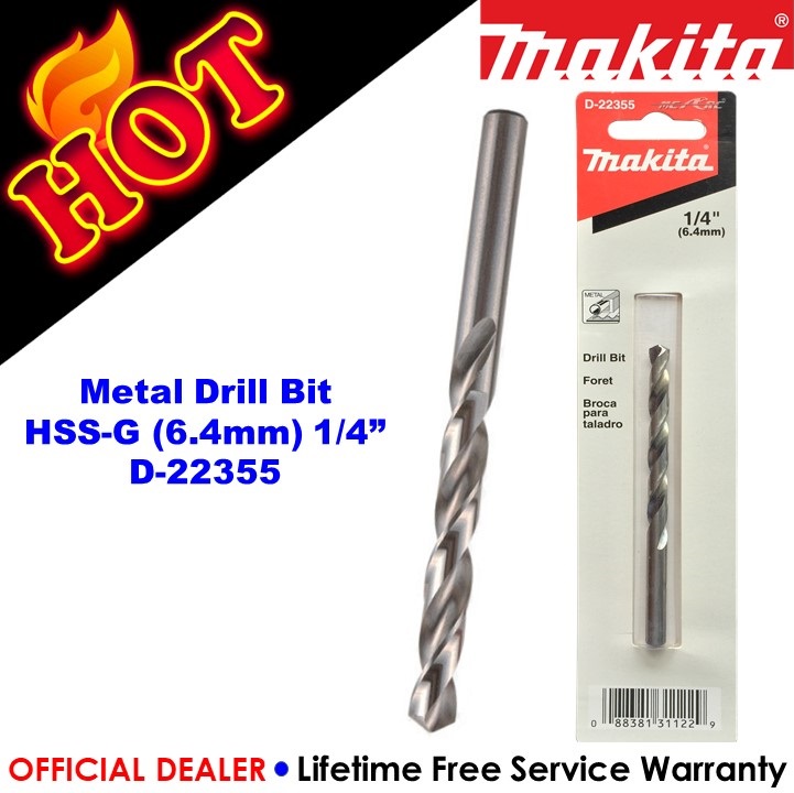 Makita Metal Drill Bit HSS-G (6.4mm) 1/4” D-22355 | Lazada PH