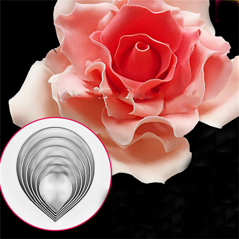 Mmico 6PCS/Set Rose Petal Mold for Cake Decor Fondant Sugarcraft ...