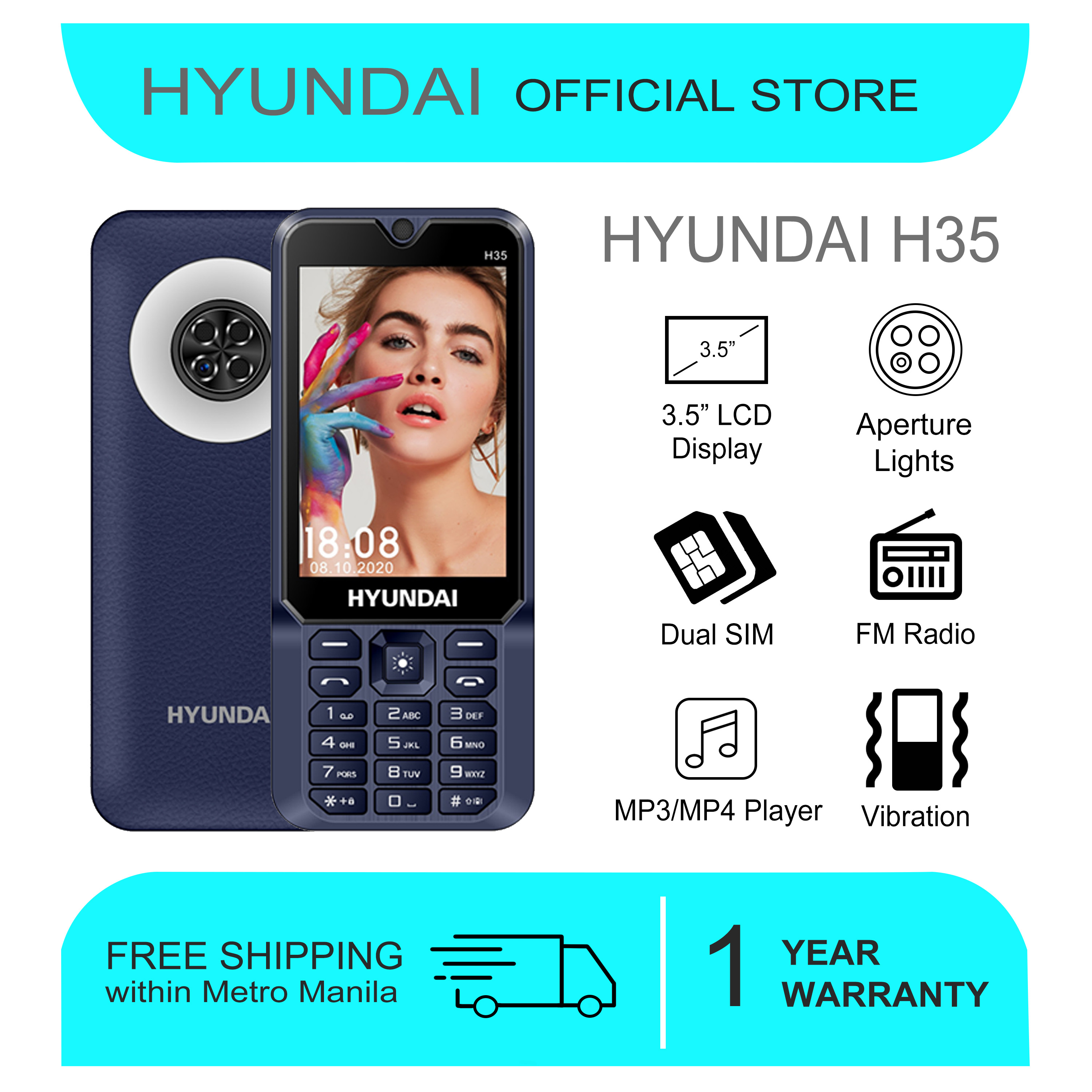 Hyundai H35 Feature Phone, 3.5 Inchh, dual card, support rear camera ...